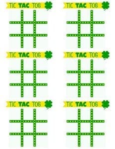 St. Patrick's Day Tic Tac Toe Board Printable