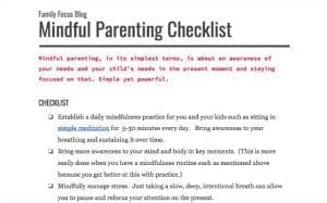 Mindful Parenting Quotes and Checklist - Family Focus Blog